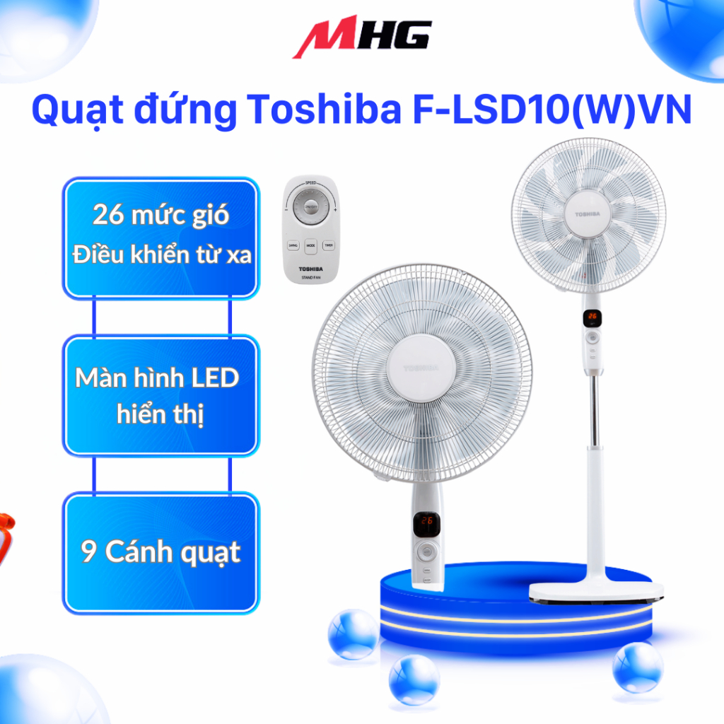 Quạt Cây Đứng Toshiba F-LSA10(H)VN | F-LSA20(H)VN | 5 Cánh | Remote | Tiết Kiệm Điện | BH 12 ...
