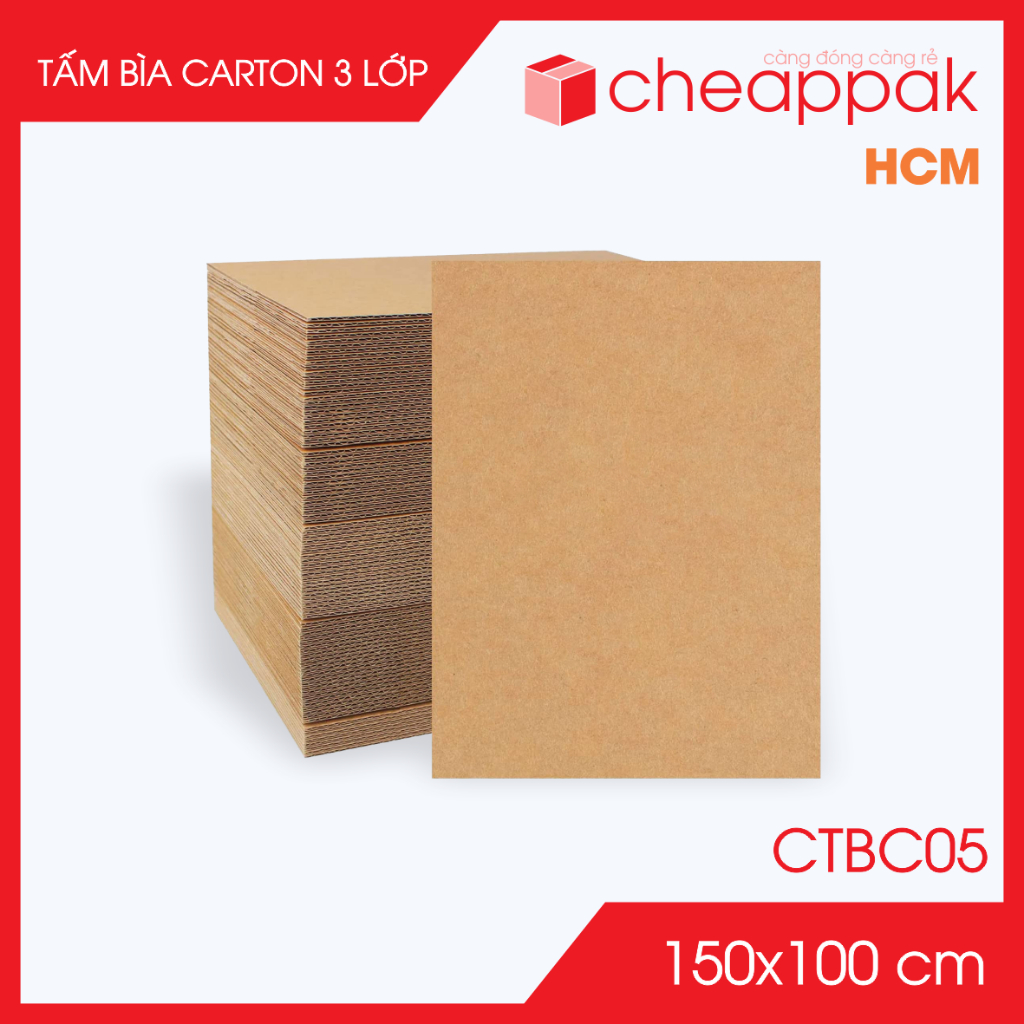 CTBC05 - 150x100 cm - Combo 5 tấm bìa carton 3 lớp cứng cáp, bìa gói ...