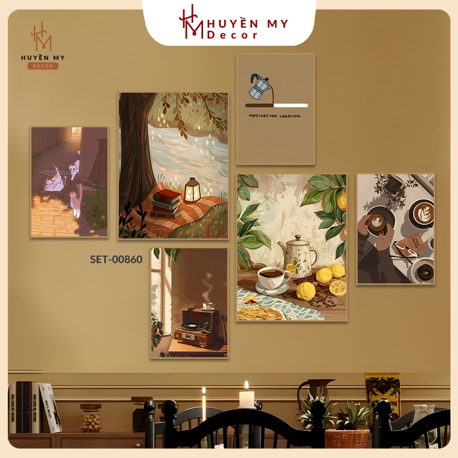 SET 6 Tranh Dán Tường Đa Dạng Mẫu Mã,Trendy, Decor Phòng Khách, Phòng ...