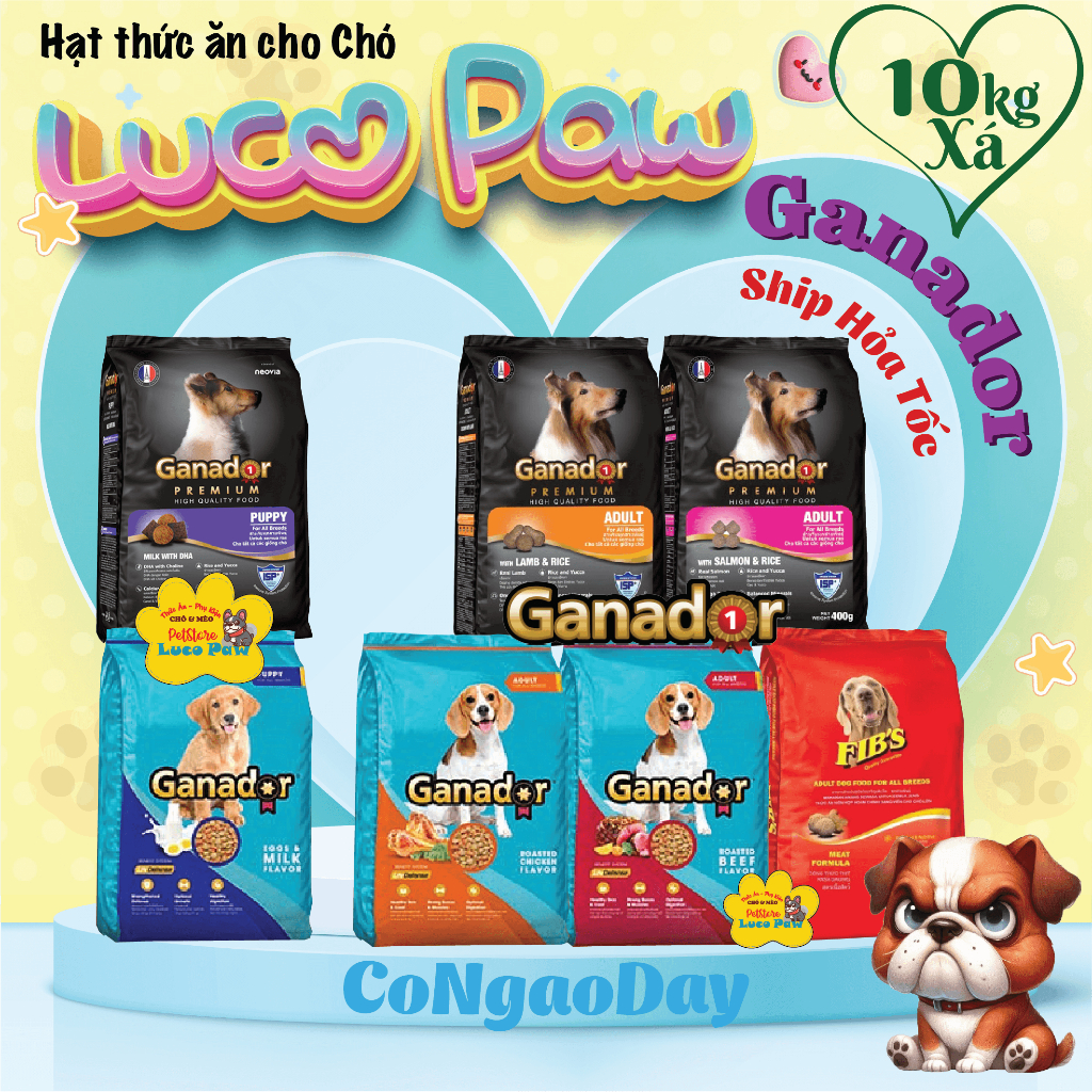Thức ăn hạt Ganador - Fib's [ 10kg ] : Thức ăn cho CHÓ Con & Trưởng Thành__ __ | Shopee Việt Nam