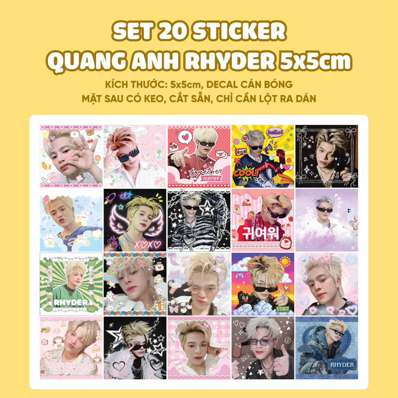 SET 20 Sticker niêm phong, decor RHYDER • Hình dán RHYDER kích thước ...