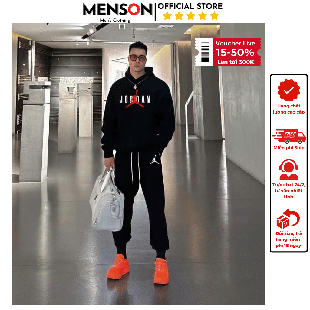 Bộ quần áo nỉ nam thu đông có mũ cao cấp Hàng loại 1 Menson MD325 Bộ ...