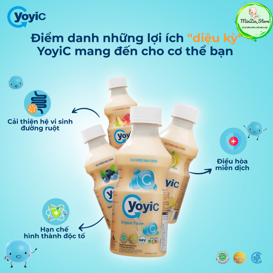 [Date 25/7/2025] Combo 1 thùng Sữa chua uống men sống Yoyic giúp tiêu hoá tốt (thùng 32 ...