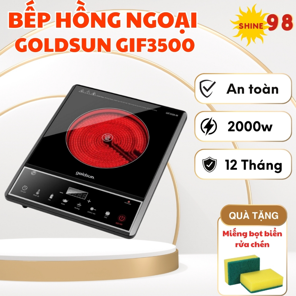 Bếp hồng ngoại đơn Goldsun GIF3500 công suất 2000W, 6 chế độ nấu, bảo hành chính hãng | Shopee ...