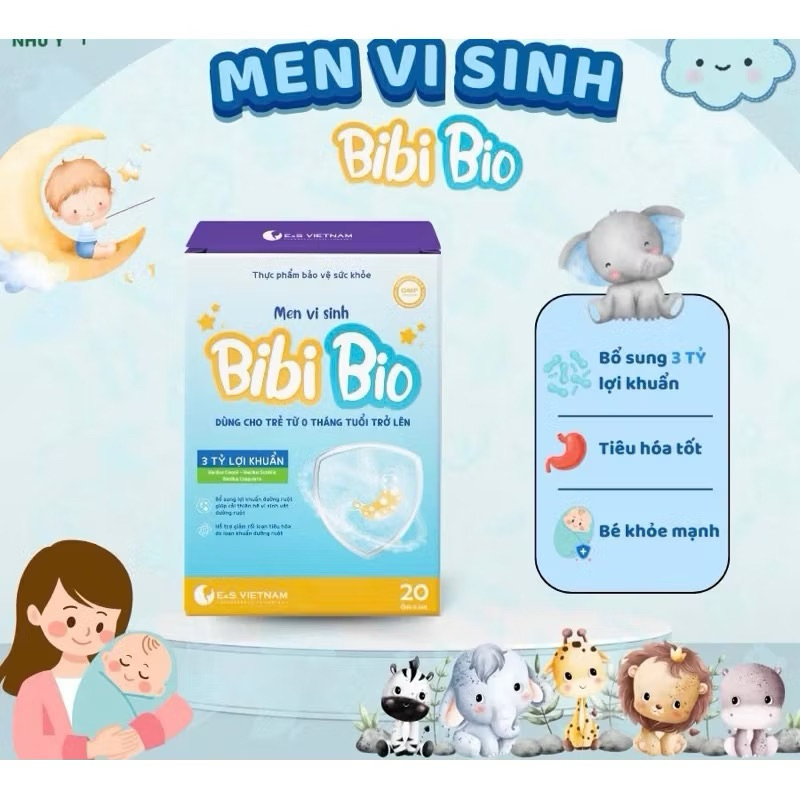 MEN VI SINH BIBI BIO 3 tỷ lợi khuẩn vượt trội giúp bé phòng đi ngoài, phân sống,tiêu hóa ổn định ...