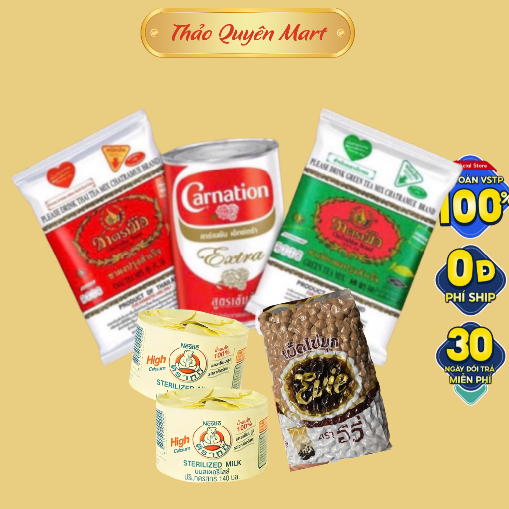 [Nội Địa Thái] Trà Thái CHATRAMUE + Sữa Béo CARNATION Thái Lan, Set ...