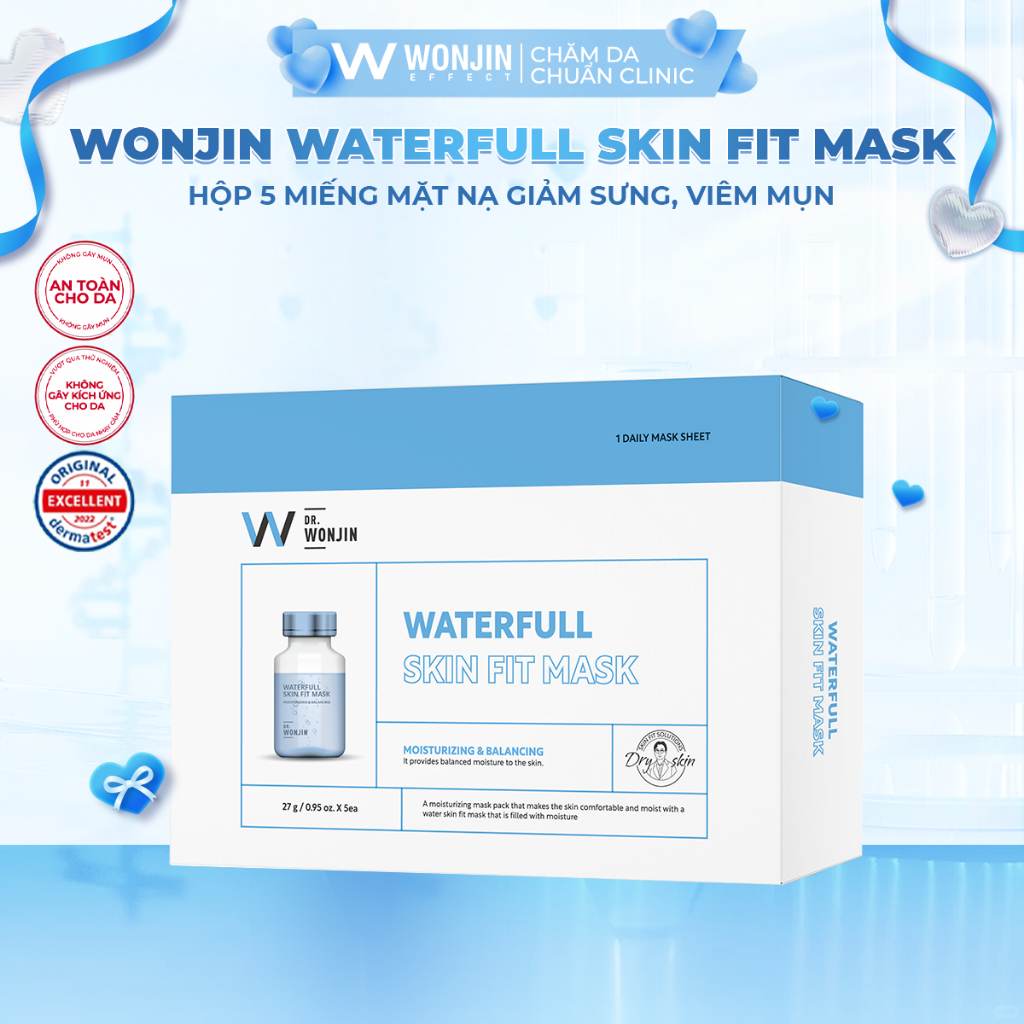 HỘP Mặt Nạ Giúp Giảm Sưng Viêm Mụn WonJin Waterfull Skin Fit Mask 27g [1 Hộp 5 Mask] | Shopee ...