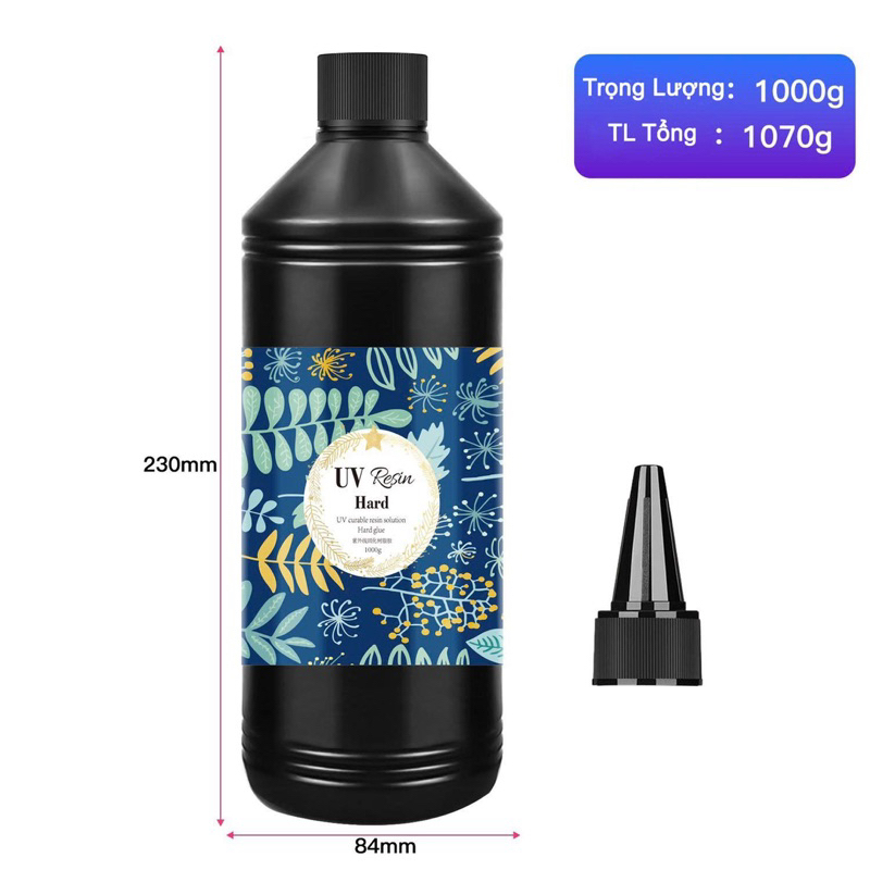 Keo uv resin Hard chai lớn 1000g, keo uv không mùi, keo resin uv, keo epoxy, keo uv siêu trong ...