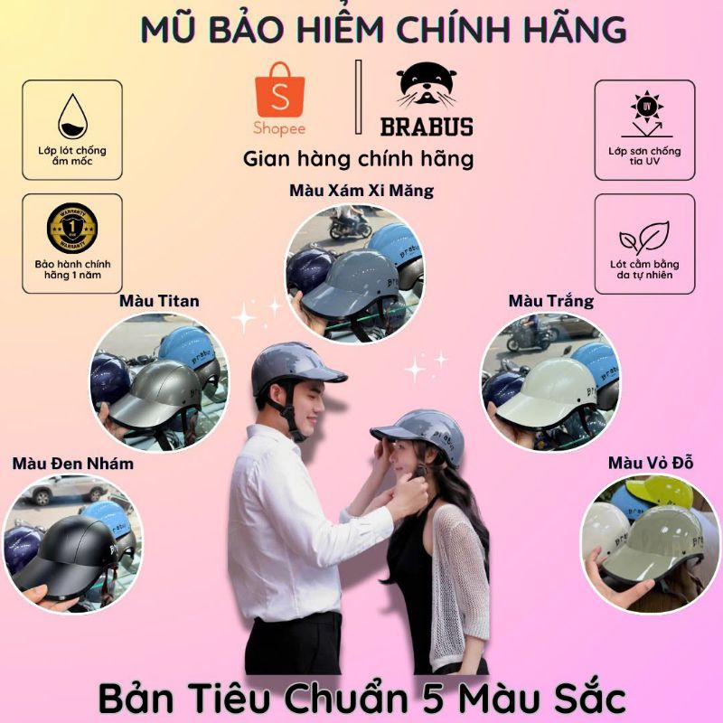 Mũ bảo hiểm BRABUS chính hãng, mũ bảo hiểm lưỡi trai bản phổ thông ...