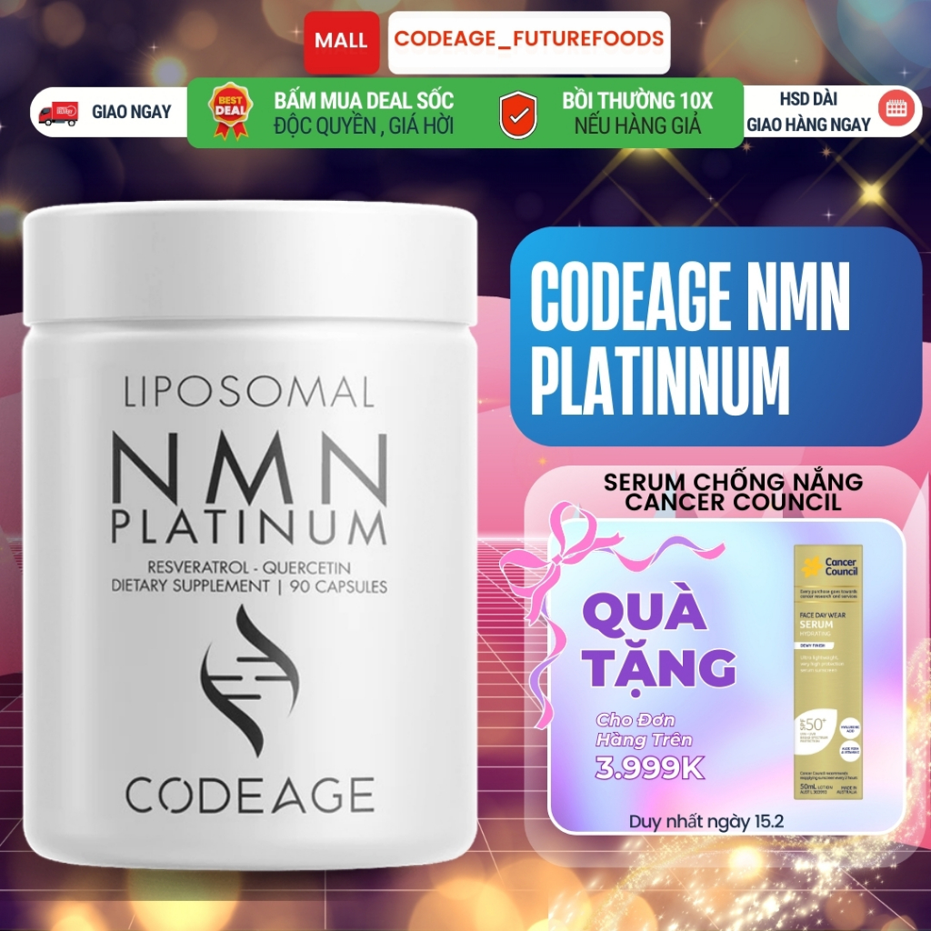 Viên uống NMN CODEAGE NMN Liposomal 90 Viên - Viên Uống Kéo Dài Tuổi Thọ Và Trẻ Hóa Da | Shopee ...
