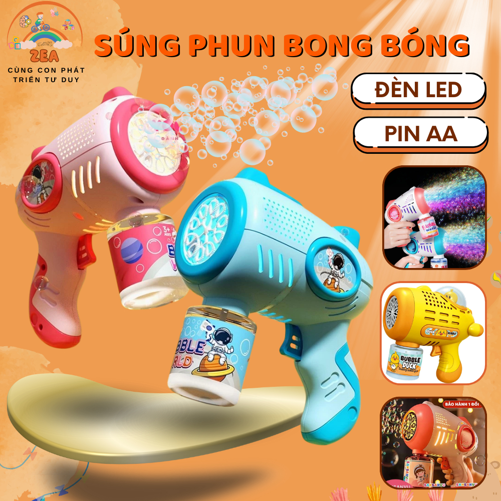 Súng bắn bong bóng xoay có chạy pin mẫu hoạt hình. Máy thổi bong bóng ...