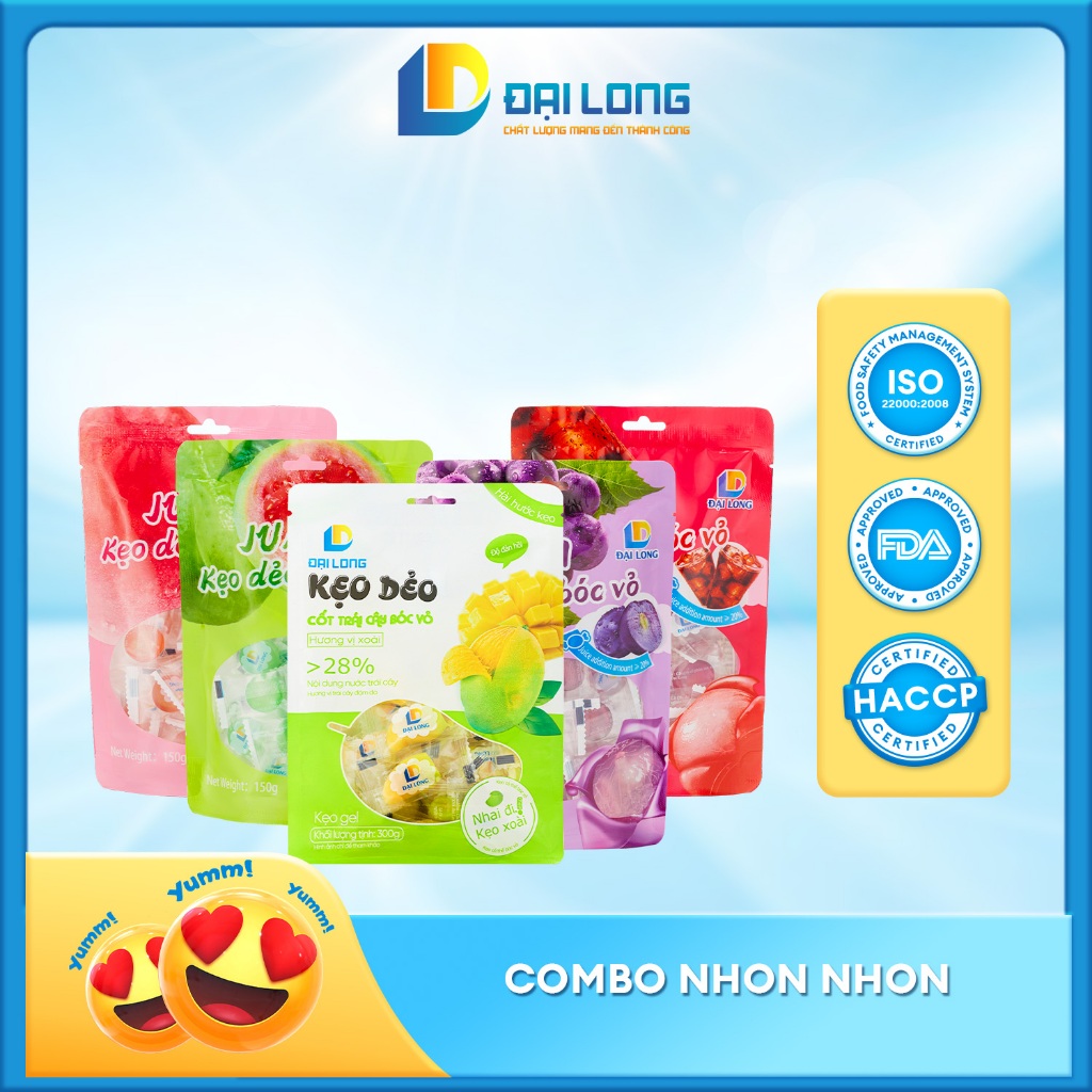 [900 gram] Combo NHON NHON gồm 1 kẹo xoài bóc vỏ, 4 kẹo JUMI bóc vỏ Đại ...