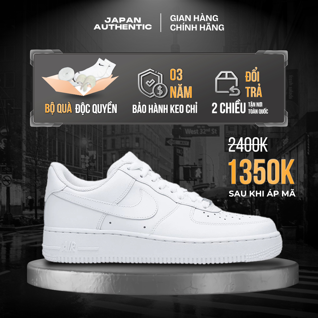 Giày nike air force 1 chính hãng, af1 trắng real fullbox, bảo hành 3 ...