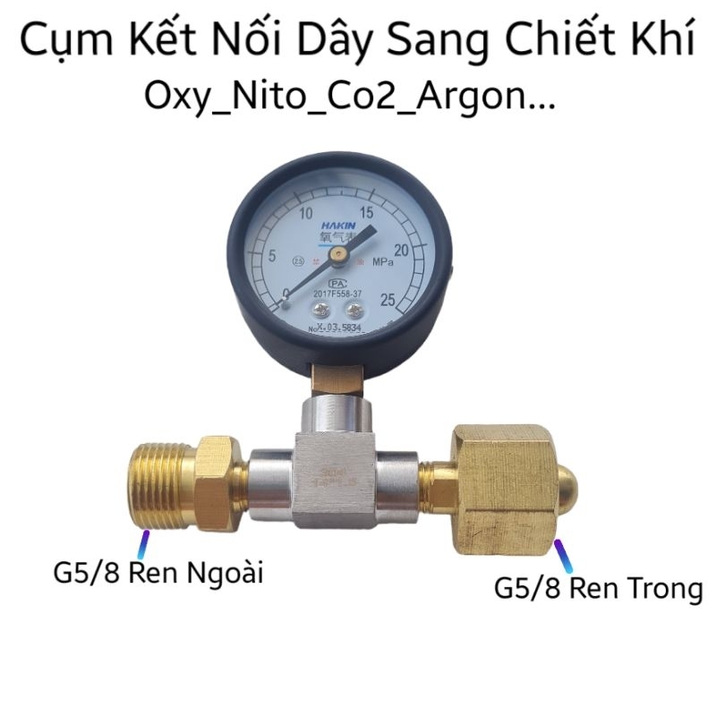 Đồng hồ đo áp lực kết nối dây sang chiết khí áp lực cao Oxy_Nito_Argon... | Shopee Việt Nam