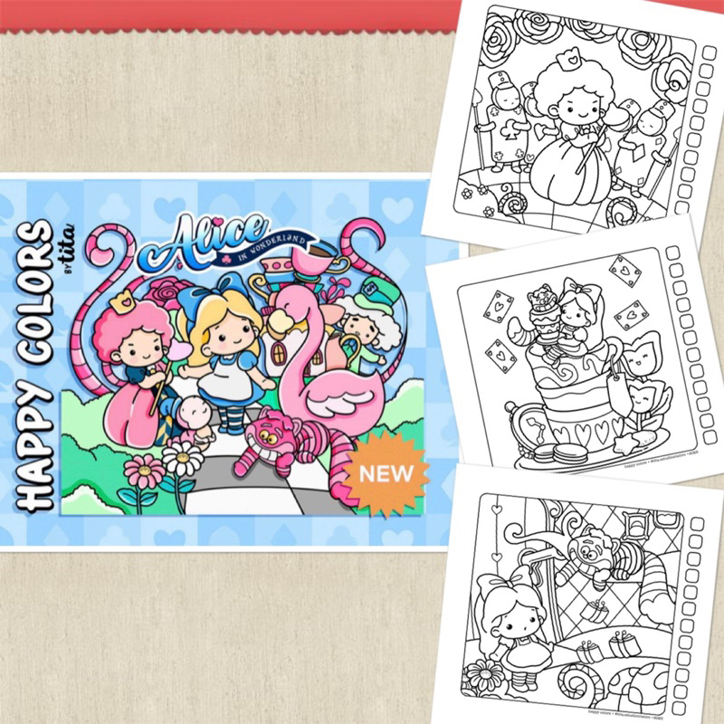 (29 tranh dày 180gsm) Bộ tranh tô màu “ALICE IN WONDERLAND” siêu kute ...