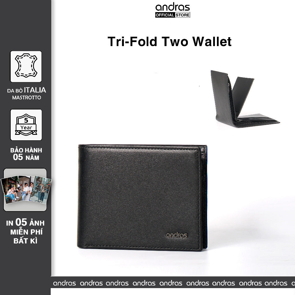 [Có Khắc Tên] Ví nam ba lá gập đôi Tri-fold Two Andras Official Store ...
