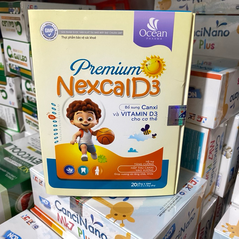 Ống canxi tăng chiều cao Premium Nexcal D3 canxi 1.100mg/ ống - Hộp 20 ...