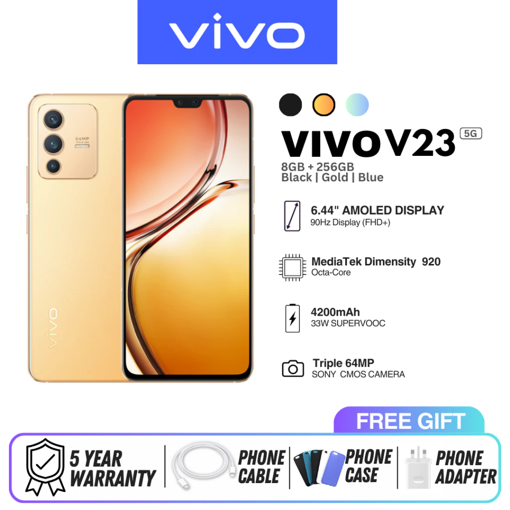 Điện thoại vivo V23 5G,sạc nhanh 44W,pin 4200mAh,bộ nhớ trong 256GB,vi xử lý MediaTek Dimensity ...