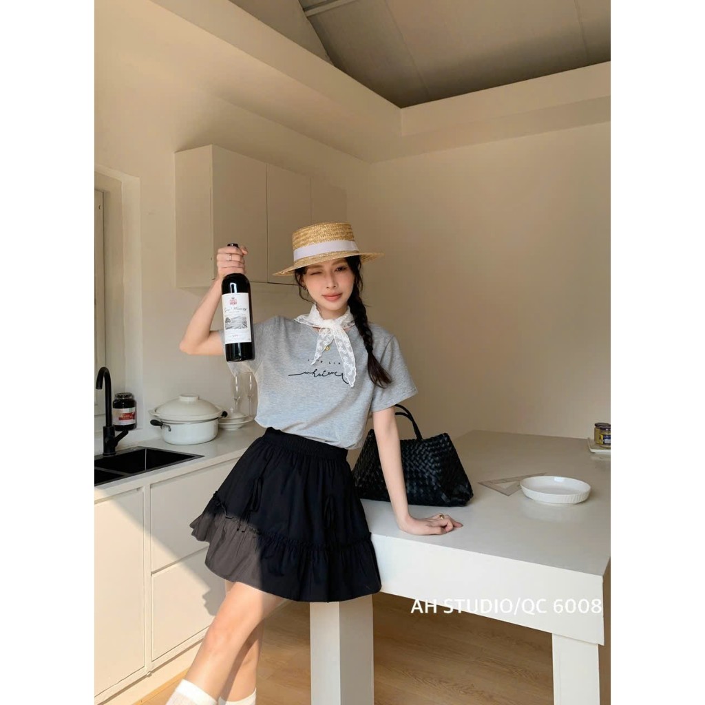 KEELYN CLOTHING - Áo Thun Nữ Tay Ngắn Freesize QC Cao Cấp Kèm Khăn Ren ...