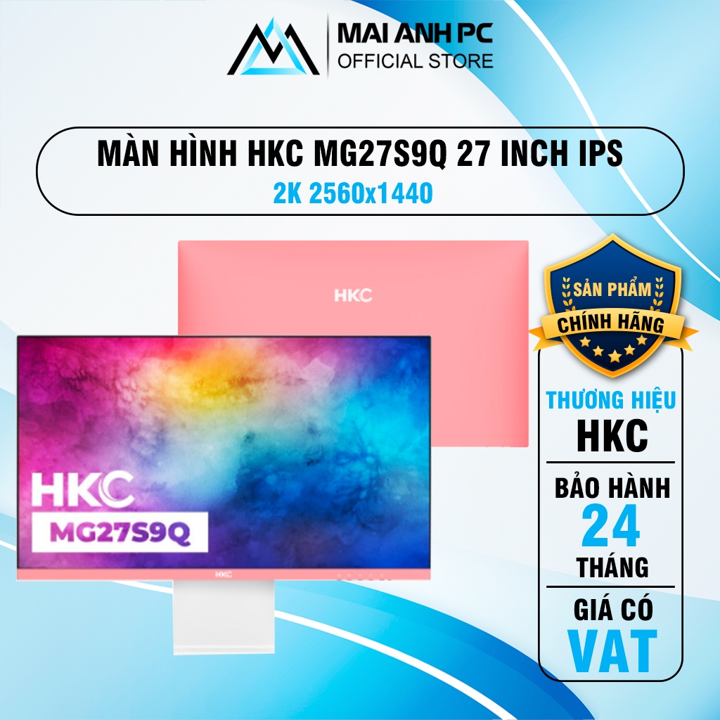 Màn hình HKC MG27S9Q | 27inch, QHD 2K, IPS, 144Hz, 1ms, Phẳng, Hồng | Shopee Việt Nam