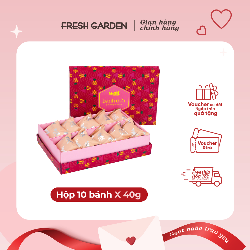 (QUÀ TẶNG) Bánh Dứa Hộp quà 8.3 Fresh Garden, Hộp 10 bánh x 40g | Shopee Việt Nam
