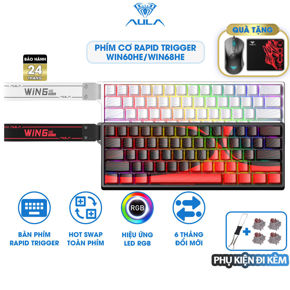 Bàn Phím Cơ Gaming AULA WIN60HE WIN68HE Rapid Trigger Polling Rate 8K ...