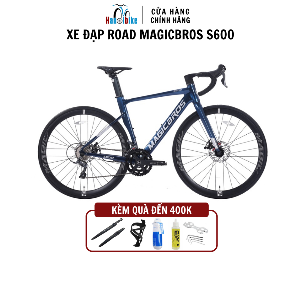 Xe đạp thể thao road Magicbros S600 Khung Nhôm 7005 Dẹt, Phanh Đĩa, Tay ...