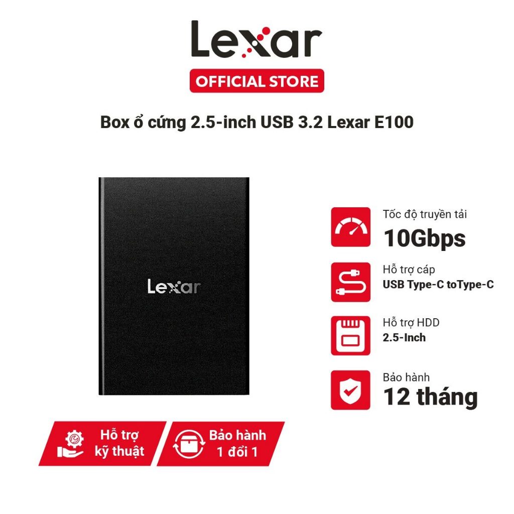 Box ổ cứng 2.5-inch USB 3.2 Lexar E100 - Bảo hành 12 tháng | Shopee ...