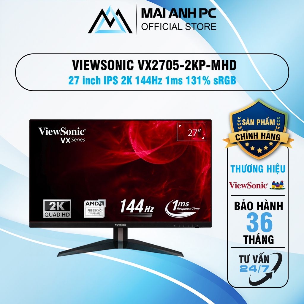 Màn hình ViewSonic VX2705-2KP-MHD 27 inch IPS 2K 144Hz 1ms 131% sRGB | Shopee Việt Nam