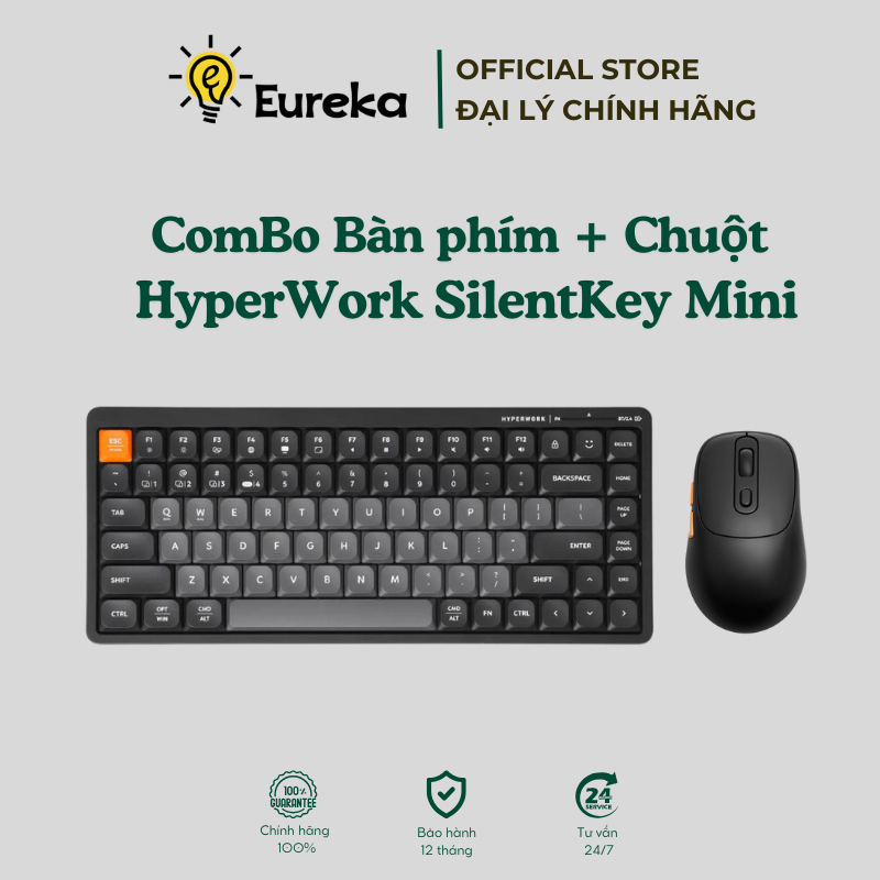 Combo Bàn phím không dây HyperWork Silentkey Mini & Chuột Silentium ...