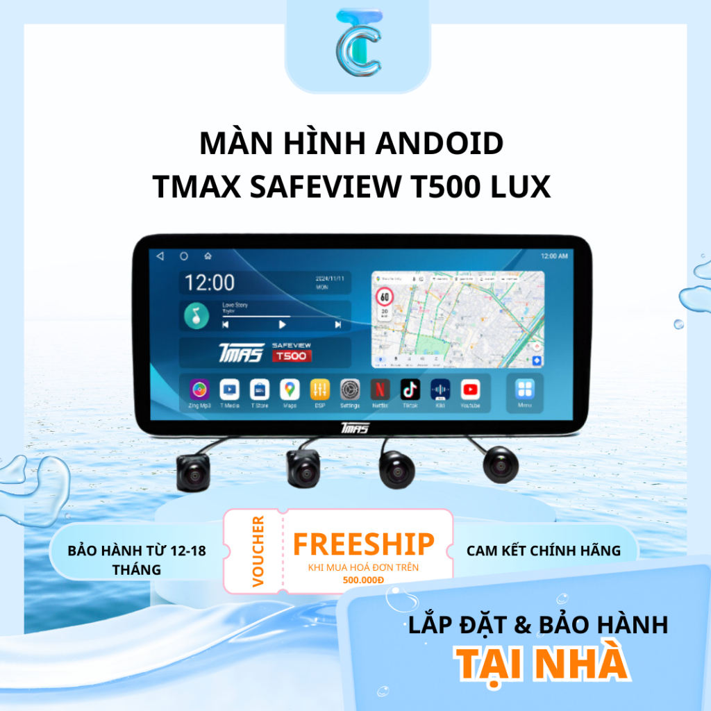 Màn Hình Andoid TMAX Safeview T500 LUX | 12.3inch Ram 4-32GB | BH 18 ...