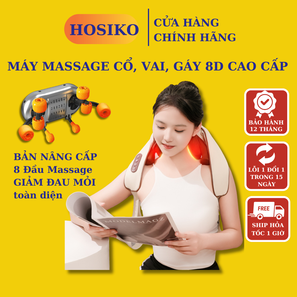 Máy Massage Cổ Vai Gáy NÂNG CẤP 8D Giảm Đau Mỏi Toàn Diện có chườm ấm ...