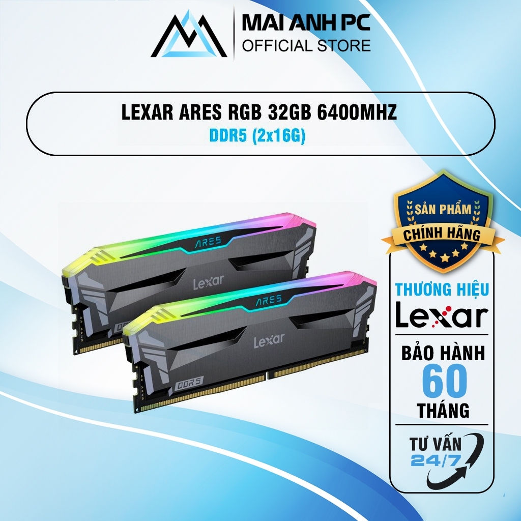 Bộ Nhớ Ram PC Lexar Ares RGB 32GB 6400Mhz DDR5 (2x16G) | Shopee Việt Nam