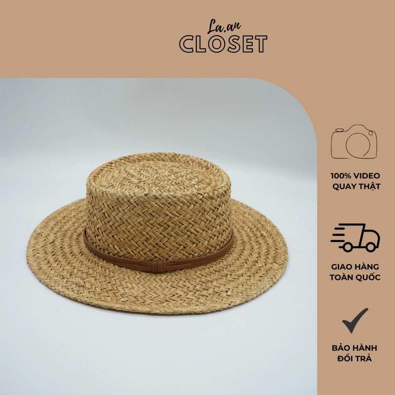 Nón cói đi biển sợi rơm đan vintage quai nâu (hình thật) - La.an closet ...