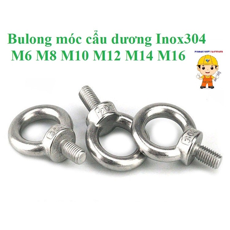 (INOX304) 1 cái Bulong móc cẩu dương inox304 M6, M8, M10, M12,M14,M16 | Shopee Việt Nam