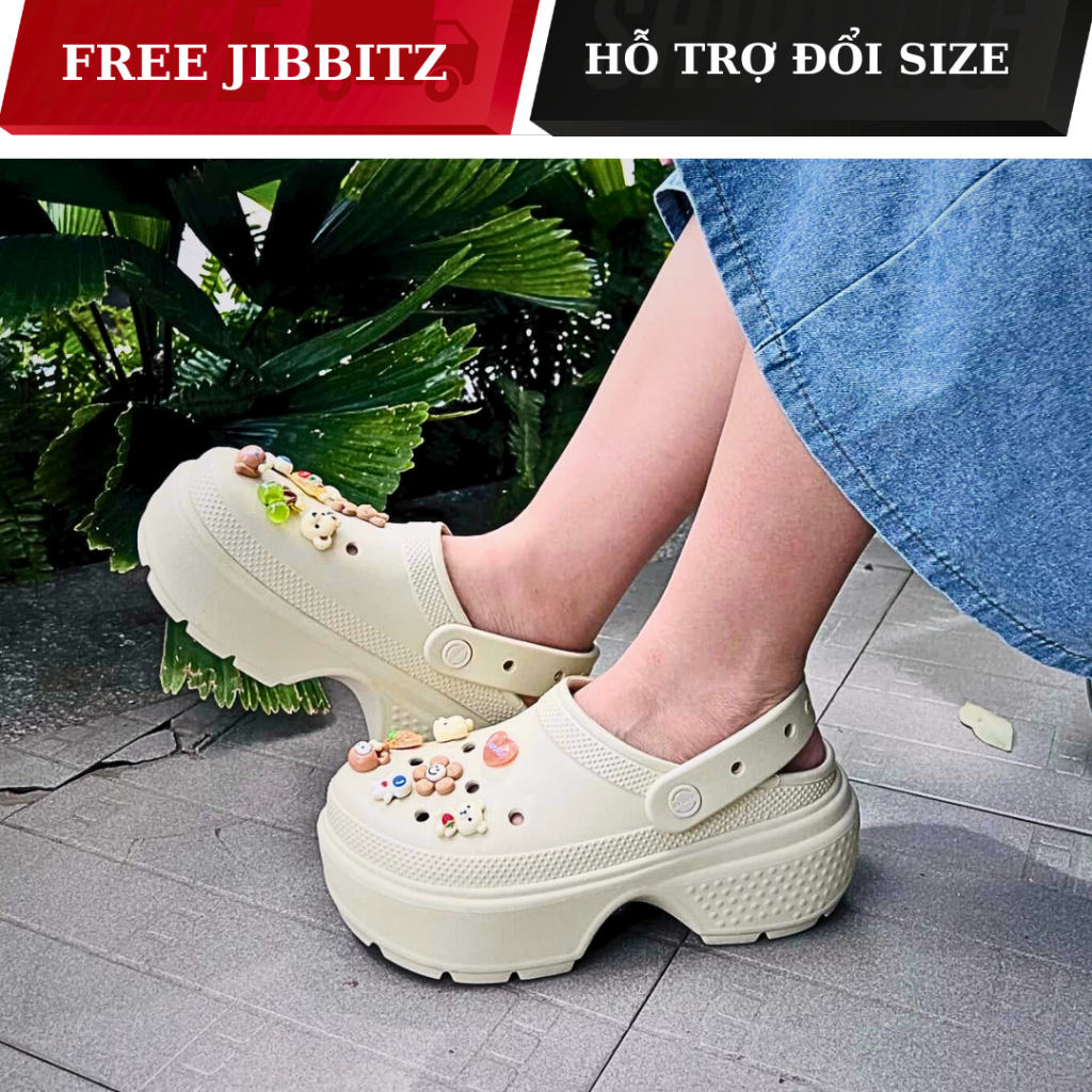 Giày Clog Nữ Đế Cao 7p Cross Stomp (Hàng loại 1 - Nhựa EVA cao cấp ...