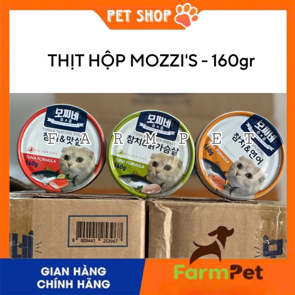 Pate Lon Thịt Hộp Cho Mèo Mozzi’s Cat Food Hàn Quốc 160g - Farm pet | Shopee Việt Nam