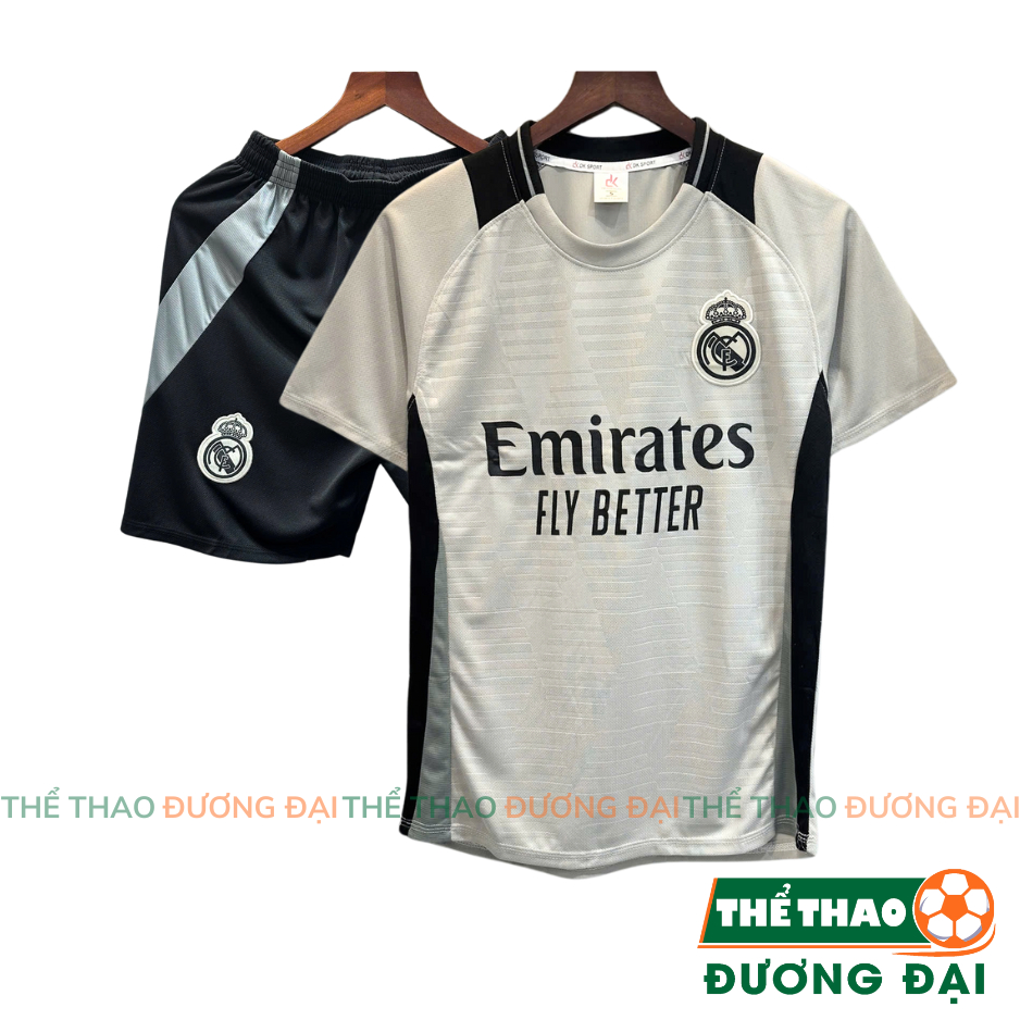 Quần Áo Bóng Đá Real Xám Training 2025 Thun Mè Cao Cấp Thoáng Khí Thể ...