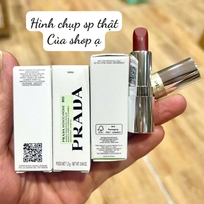 (MINI 1,3g, full box) SON THỎI PRADA Monochrome Hyper MATTE #B03 ĐỎ NÂU ...