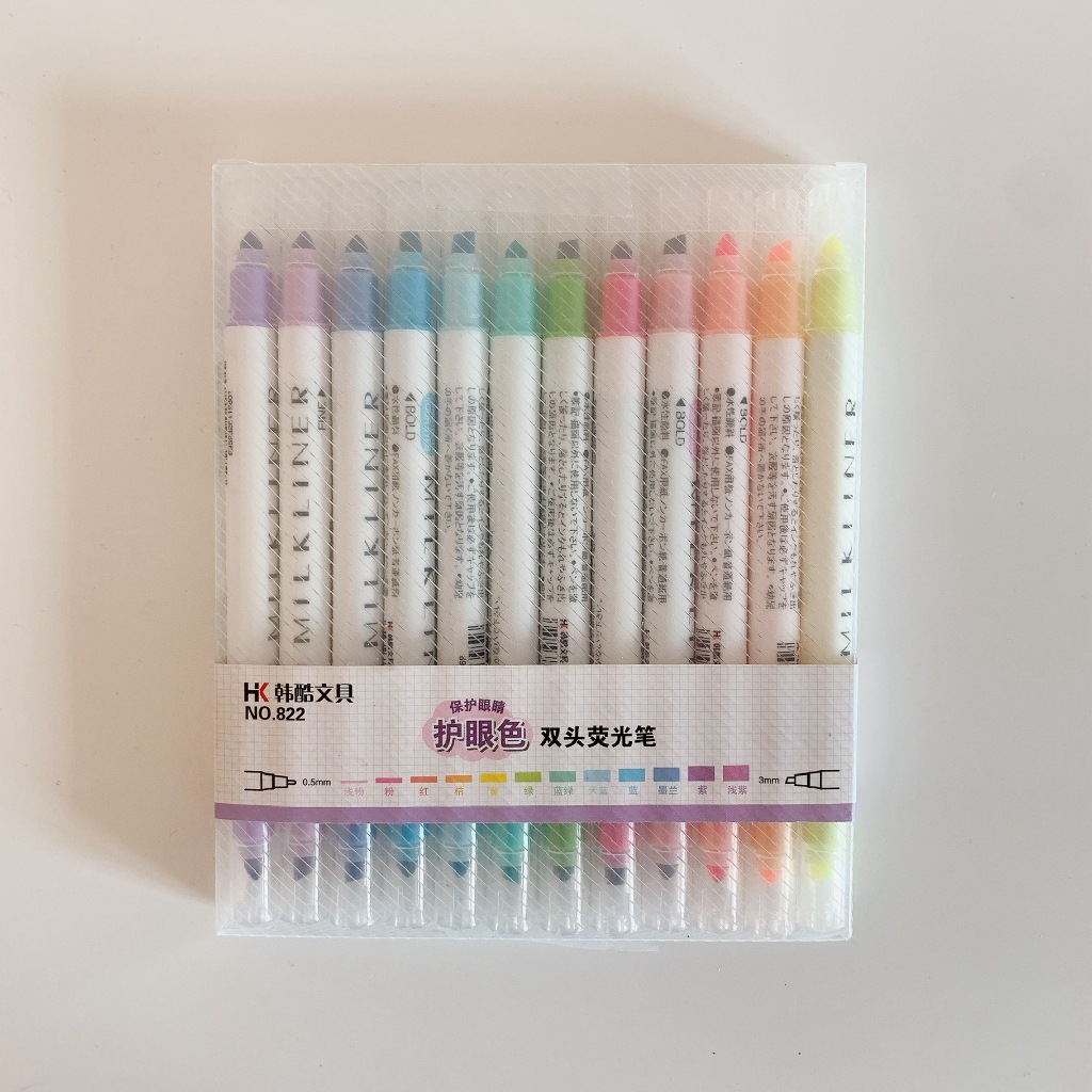 Set 12 Bút Dạ 2 Đầu Milkliner - Bộ Bút Highlight Milkliner | Shopee ...