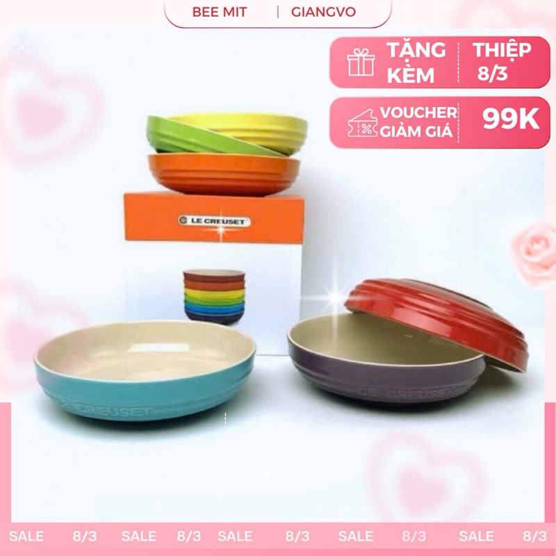 Sét 6 Đĩa Sâu Lòng Cầu Vồng LE CREUSEET Size 20cm Gốm Sứ Cao Cấp Sang ...