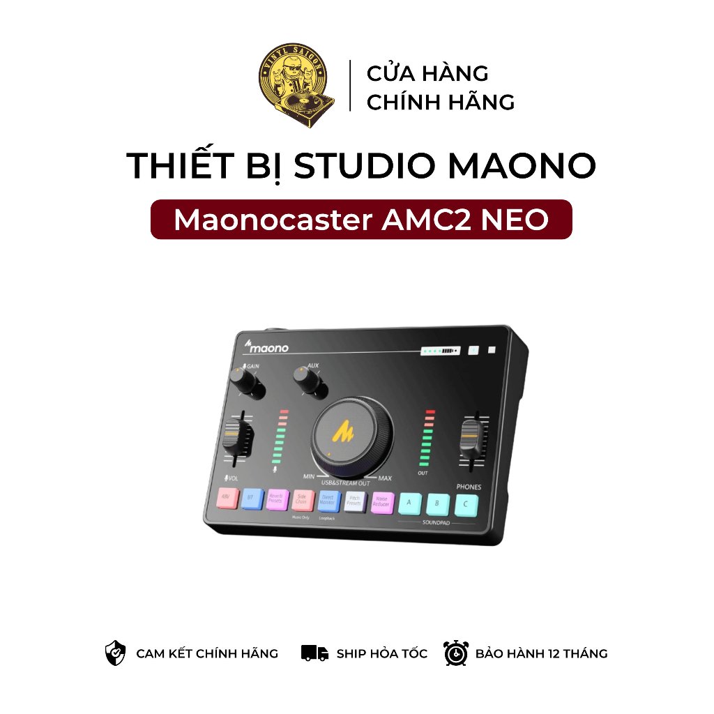Soundcard thu âm Maonocaster AMC2 NEO mixer hiệu ứng âm thanh cơ bản ...
