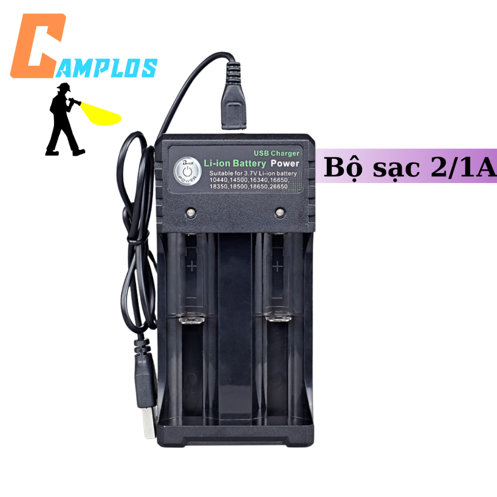 Bộ sạc 2 pin 18650 14500 18500 21700 đến 26650 cổng USB đầu ra 1A đốc ...