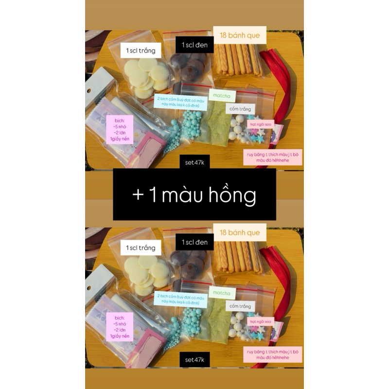 Set bánh pepero có matcha x2 +1 màu hồng trộn scl | Shopee Việt Nam