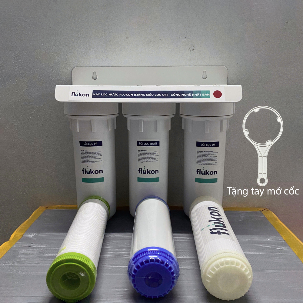 Bộ Lọc Thô Cao Cấp 3 Cấp Lọc 10 Inch Flukon (PP - Than- UF Flukon) Lọc Nước Máy, Tiền Lọc Ion ...