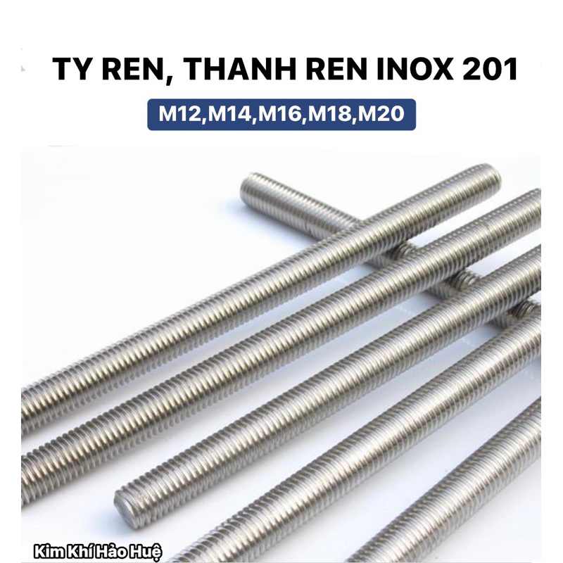 1 Cây thanh ren, ty ren INOX 201 dài 1 mét M12,M14,M16,M18,M20 | Shopee ...