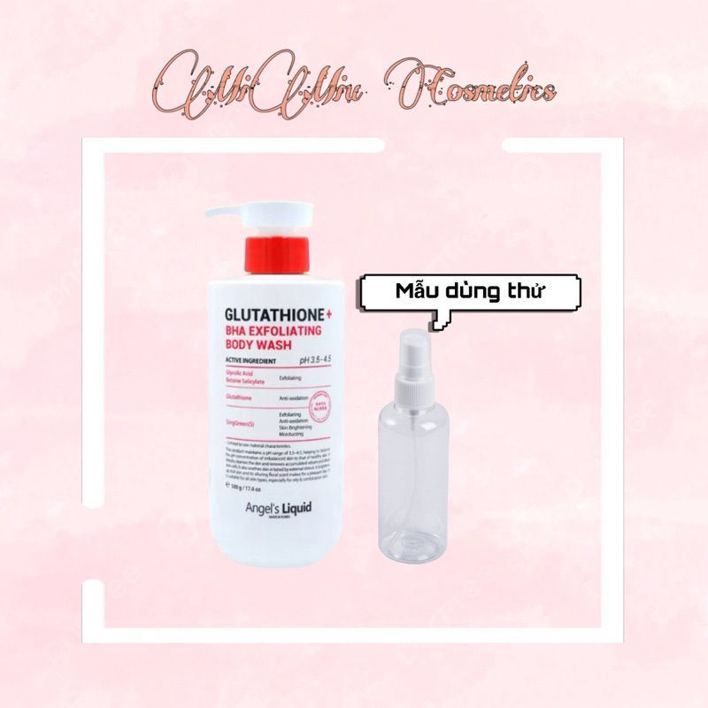 Sữa tắm Angel's Liquid Glutathione Plus BHA Exfoliating Body Wash mẫu ...