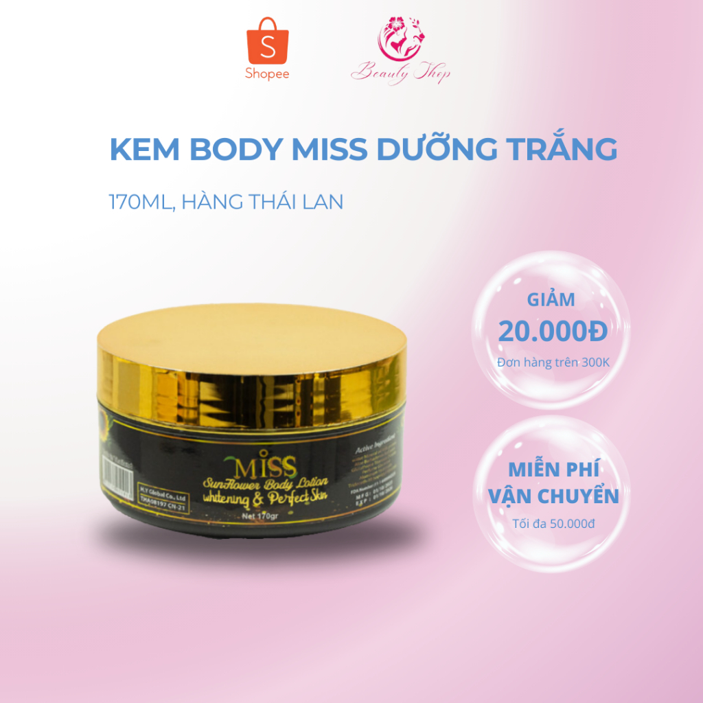 Kem Body Miss Dưỡng Trắng Da Cấp Tốc 170gr Thái Lan - MISS THAILAN ...