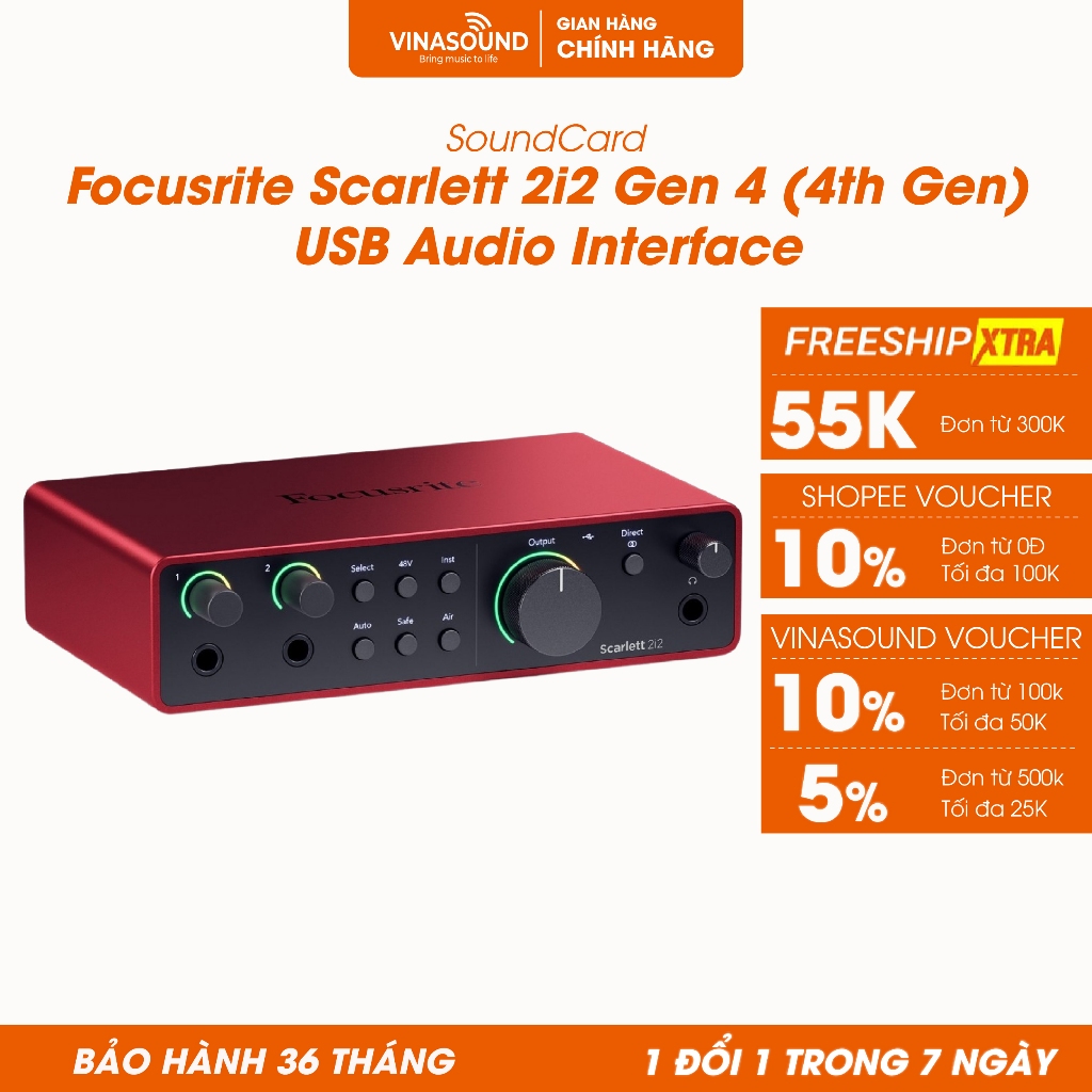 [Chính hãng] Sound Card Focusrite Scarlett 2i2 Gen 4 USB Audio ...
