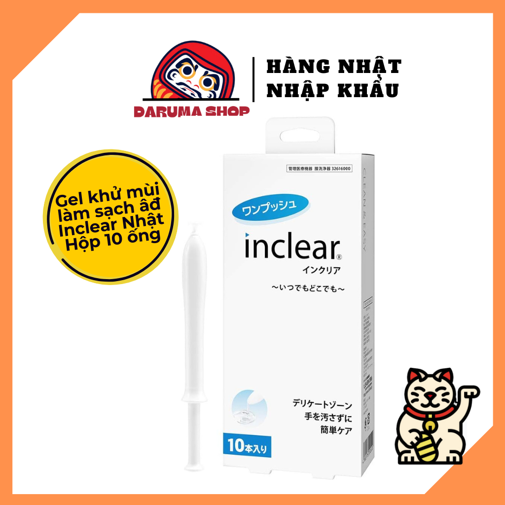 Dung dịch làm sạch âm đạo Inclear Nhật Bản/ khử mùi âđ, có thể sử dụng làm gel bôi trơn/ Hộp 10 ...